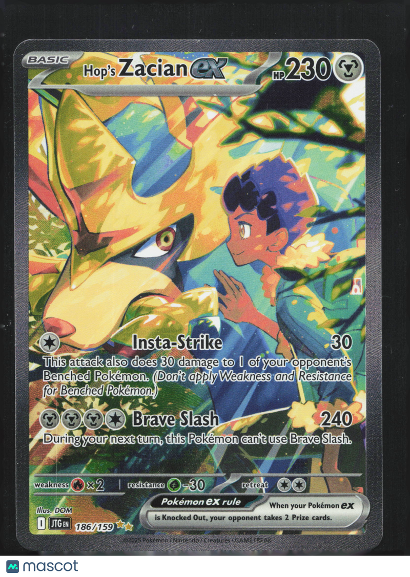 2025 Pokemon Scarlet & Violet White Flare Hop's Zacian EX #186/159 ...