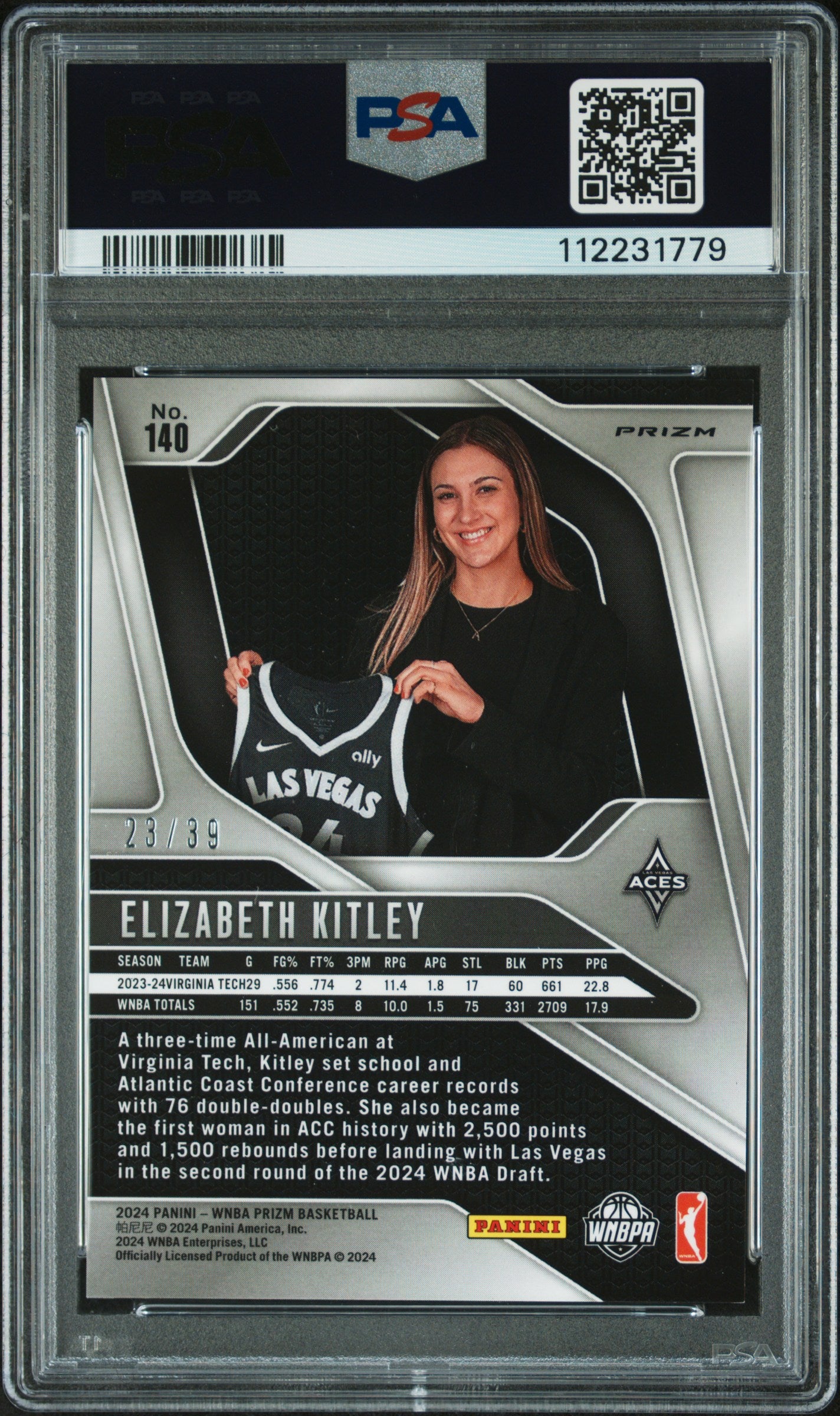 2024 Panini Prizm WNBA Elizabeth Kitley #140 Black Velocity PSA 9 ...